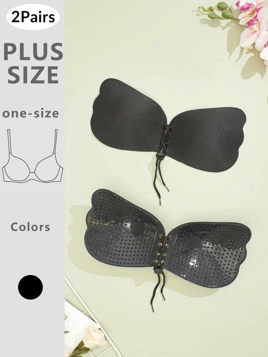2 Pairs Wing & Hand Shaped Sexy Low Cut Bra, Thick Cup Adhesive Bra ...