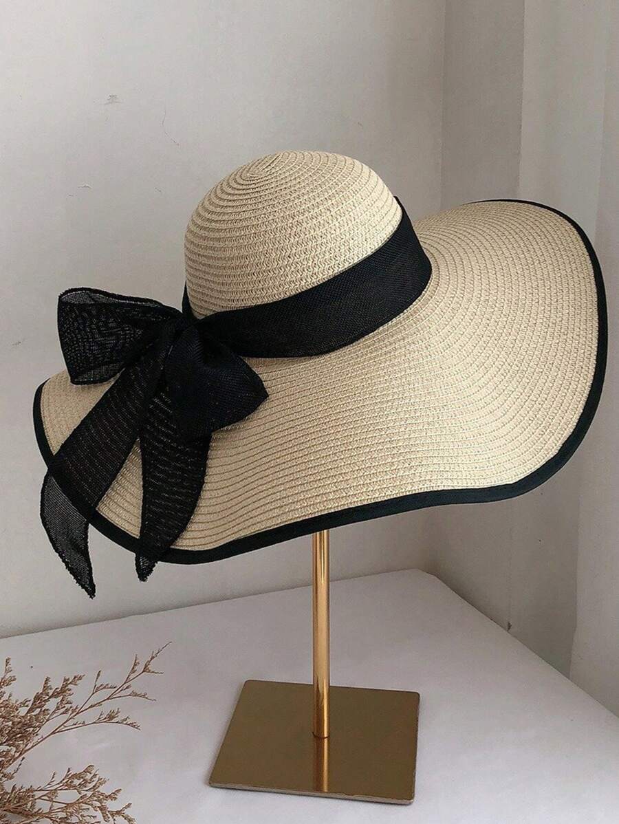 1pc Women's Oversize Brim Straw Hat Women's Summer Sun Block Big Brim ...