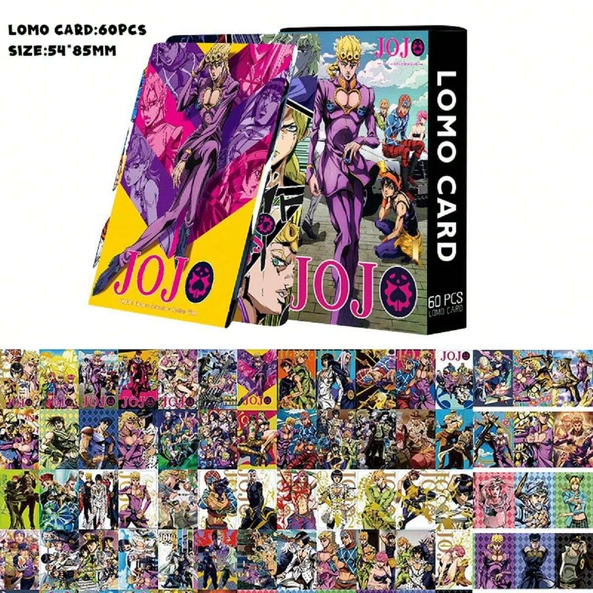 Bandai 60 pezzi JoJos LOMO Piccole carte Bizarre Kujo Jotaro Kakyoin ...