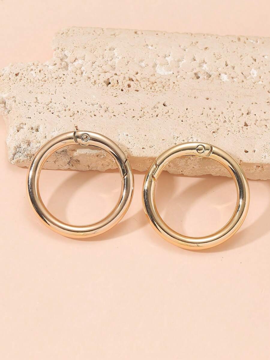 2pcs/Set Unisex Spring Round Ring Buckle DIY Accessory Alloy Press-Open ...