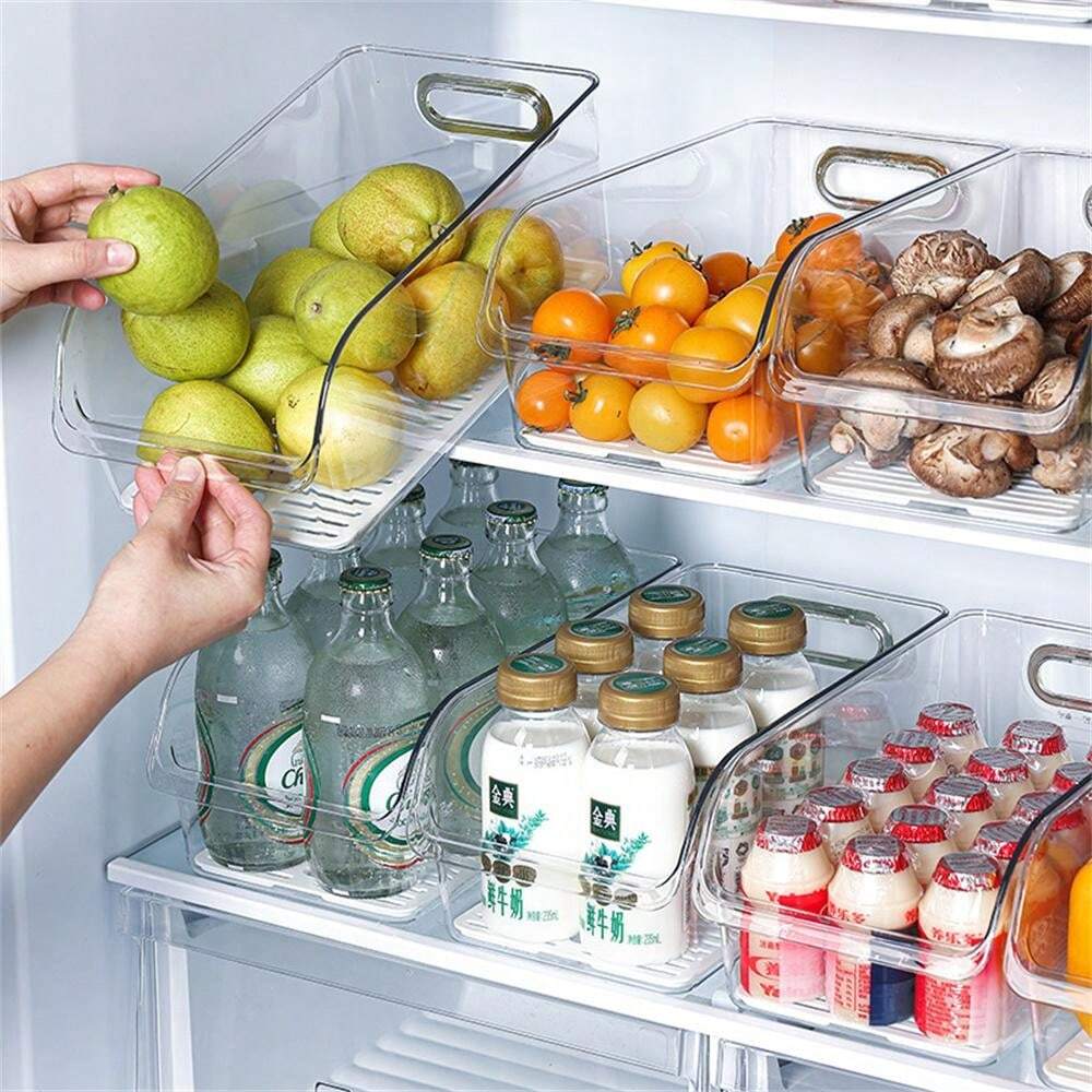 One Plastic Refrigerator Storage Box With Drainage For Organizing And ...