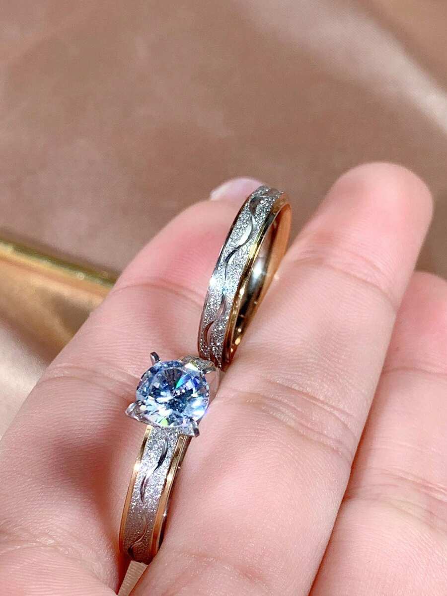 One Pair Of Stainless Steel Diamond Rings, Suitable For Ladies Or ...