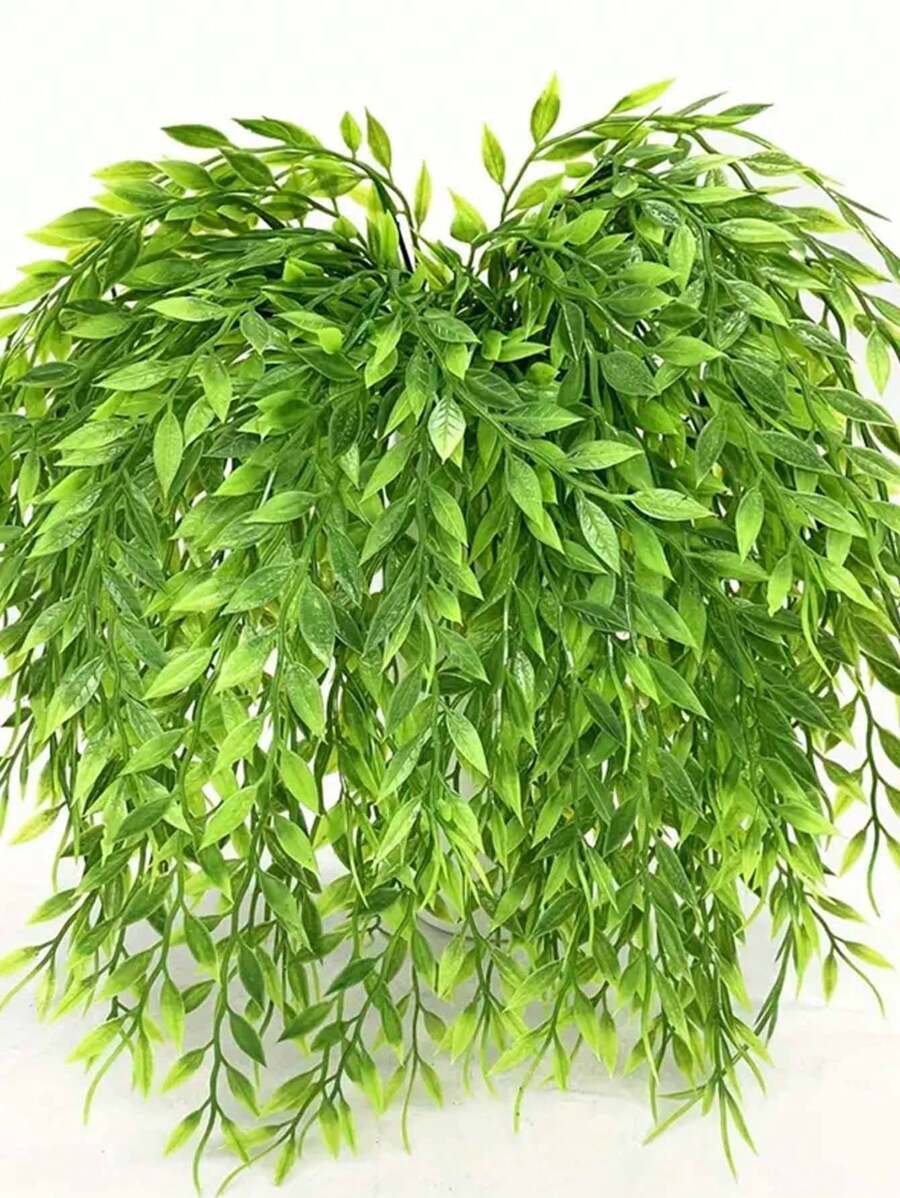 2st konstgjord gråpil, falska grönska plastväxter, falska hängande murgröna vinblad Garland UV ...