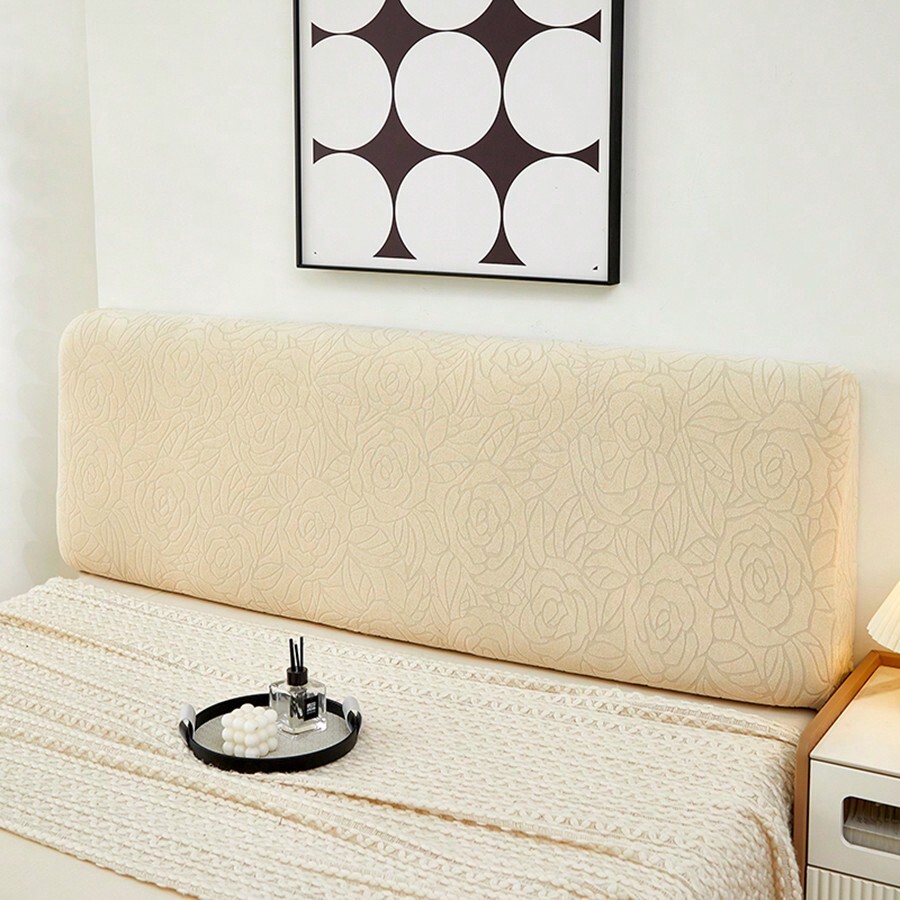 1pc Waterproof And High-Elastic Jacquard Bed Head Cover With Floral ...