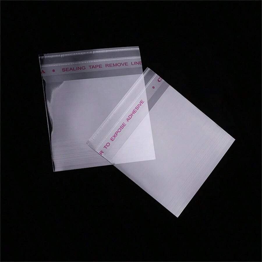 100pcs/Bag Clear OPP Plastic Self-Adhesive Bags With Printed Adhesive ...