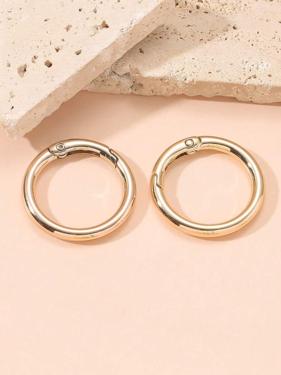 2pcs/Set Unisex Spring Round Ring Buckle DIY Accessory Alloy Press-Open ...