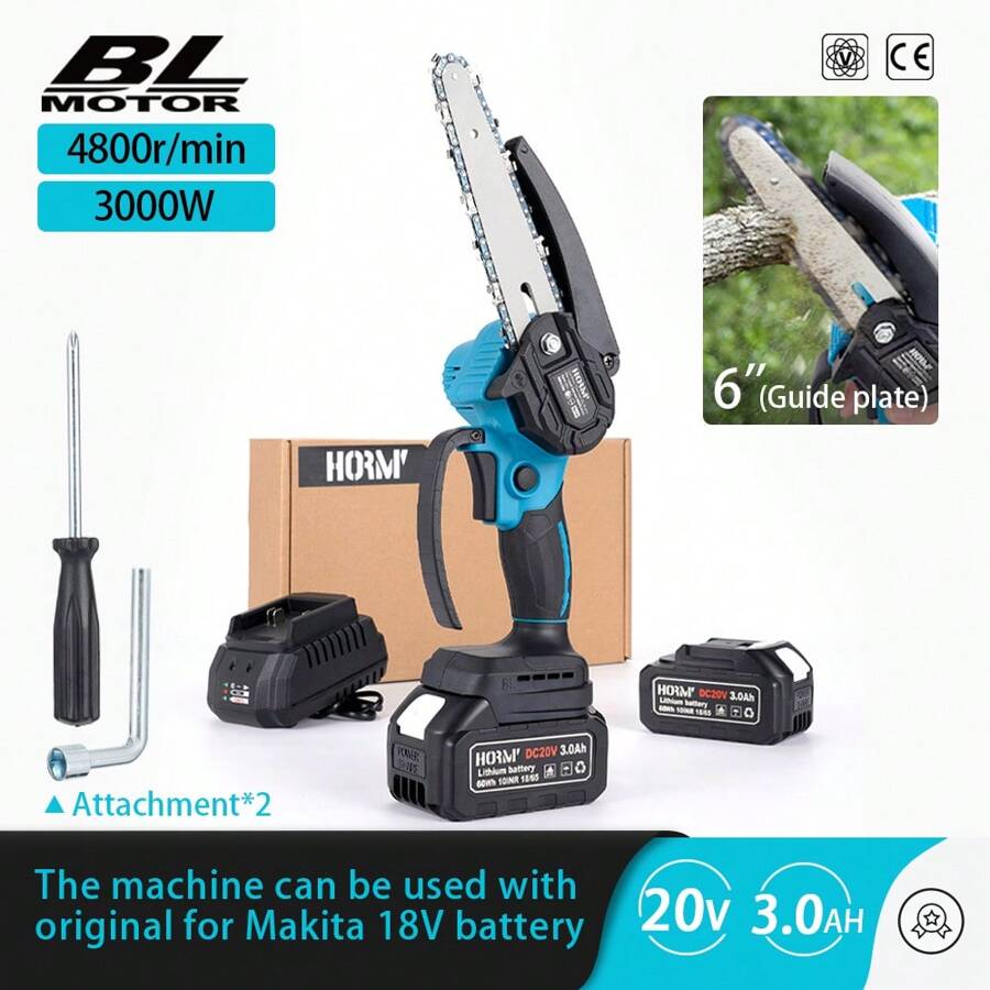 Hormy 6 Inches Brushless Chainsaw Dual Battery Pack 18V Pruning Saw ...