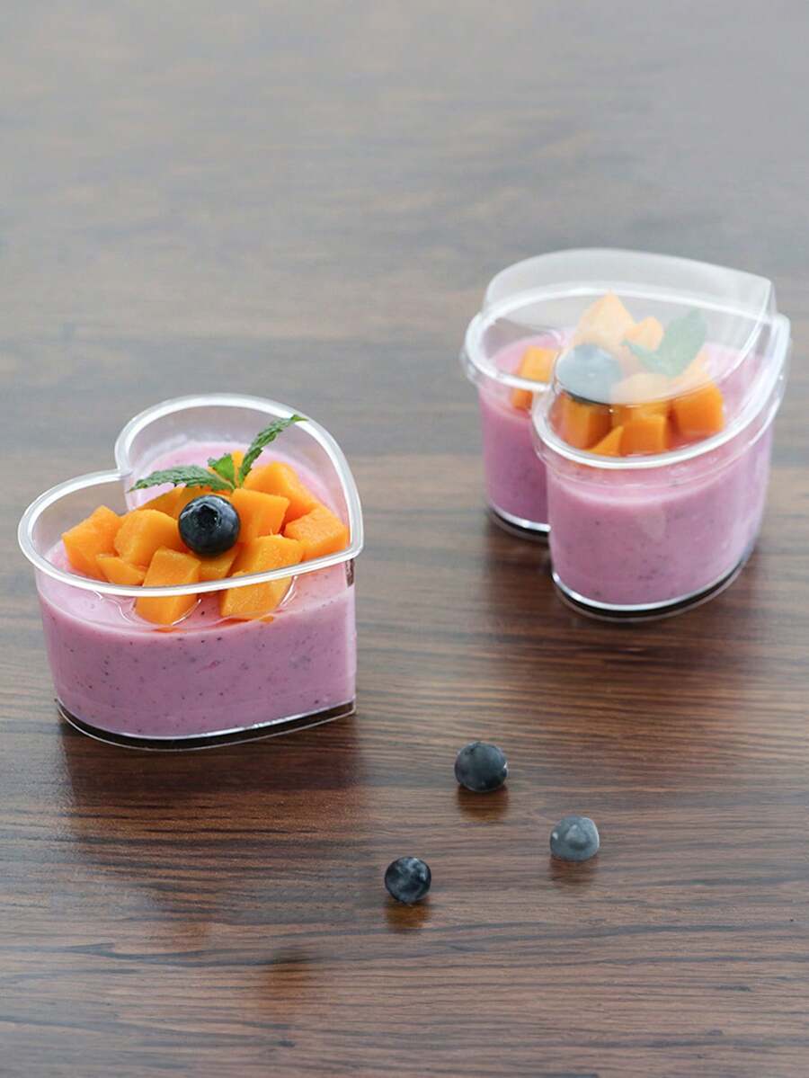 15pcs Transparent Heart-Shaped Food Storage Containers, Pudding Dessert ...