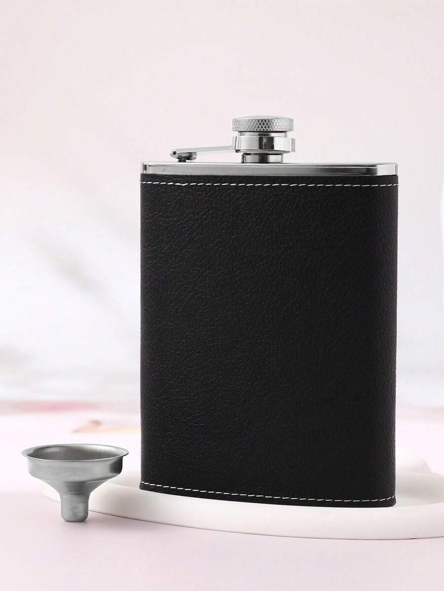 1 pièce Flasque adhésif portable avec entonnoir, 8 oz, couverture noire ...
