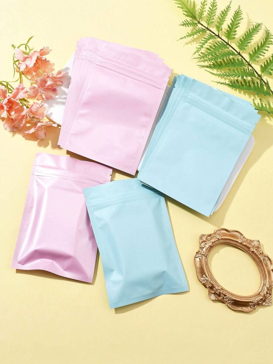 20Pcs 2 Colors Solid Color Plastic Zip Lock Bags, Resealable Aluminum ...