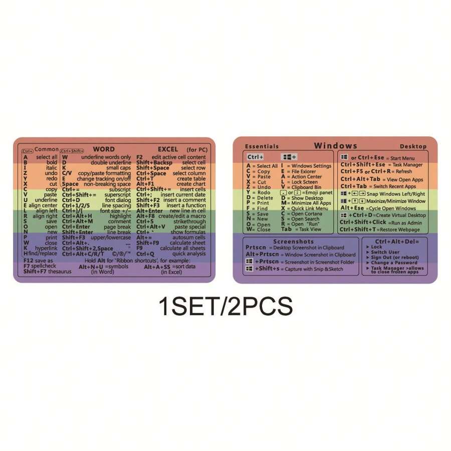 Windows/Word Shortcut Key Sticker Set For Decorating Laptop Keyboard ...