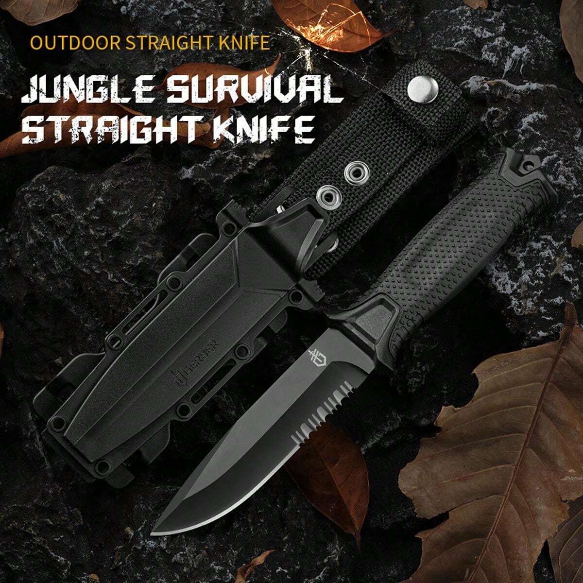 Faca reta de alta dureza, EDC conveniente com bainha, autodefesa, faca ...