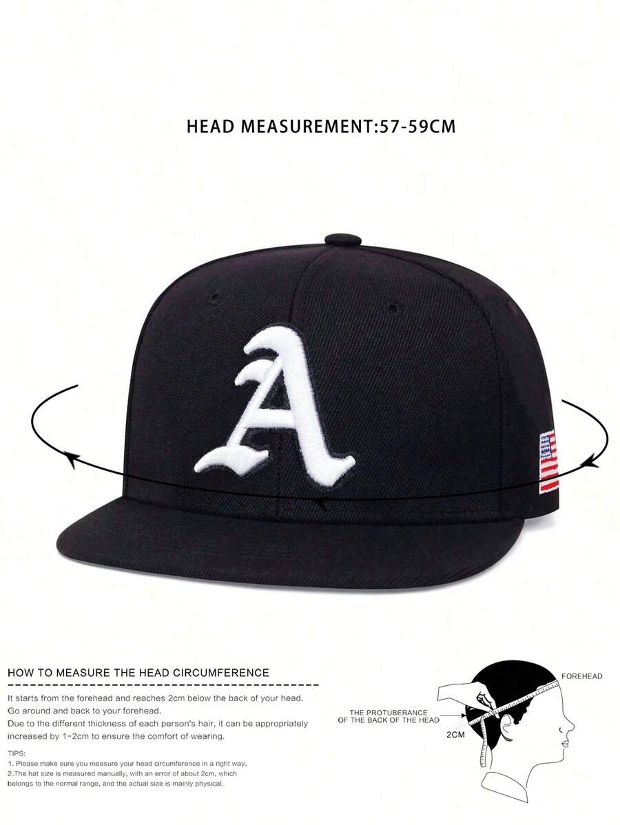 Street 1pc Color Block Flat Brim Embroidered Letter A American Flag ...