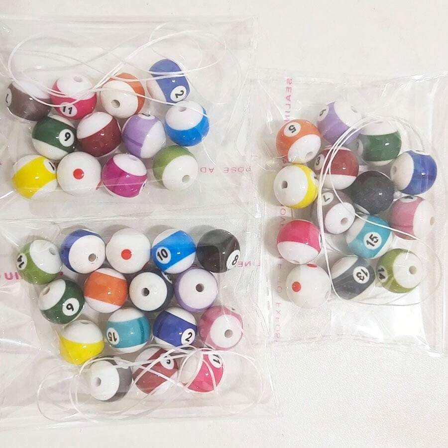 Random Mixed Numbers 12/14/16pcs 16mm Acrylic Billiard Ball Beads ...