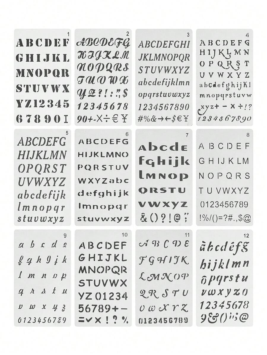 Letter Stencils, 12 Pack, 4 X 7 Inch, Alphabet Stencils, Letter Stencil ...