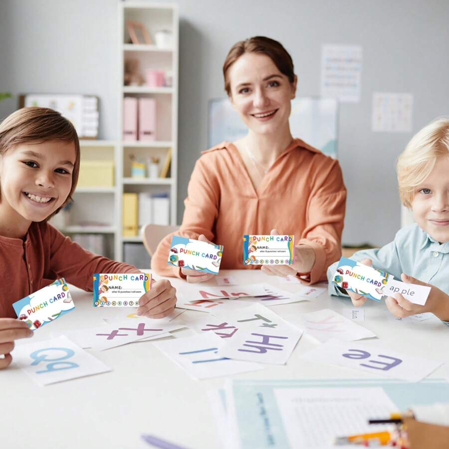 Punch Cards For Classroom, 50 Pack Kids Behavior Reward Punch Cards ...