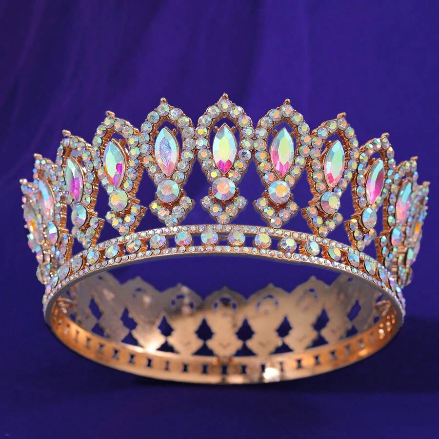 Royal One Bridal Crown Headpiece Baroque Round Wedding Tiara Bridal ...