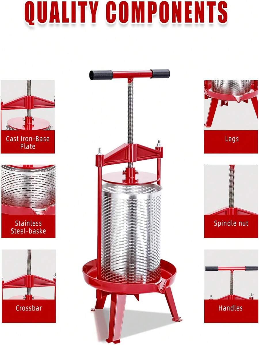 Stainless Steel Fruit And Wine Press With T-Handle Manual Fruit Wine ...
