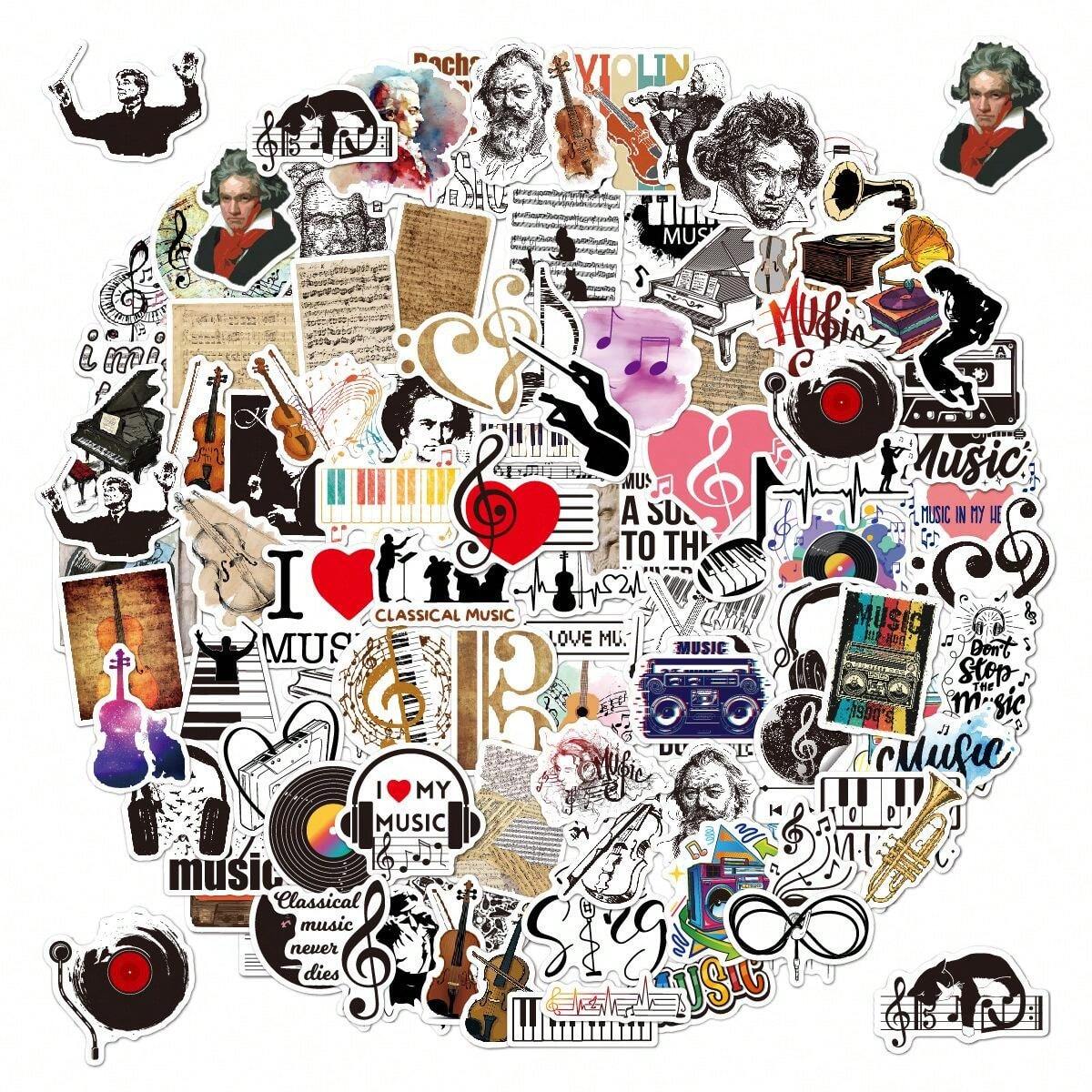 100PCS Waterproof Vinyl Music Stickers For Notebook, Laptop, Water ...