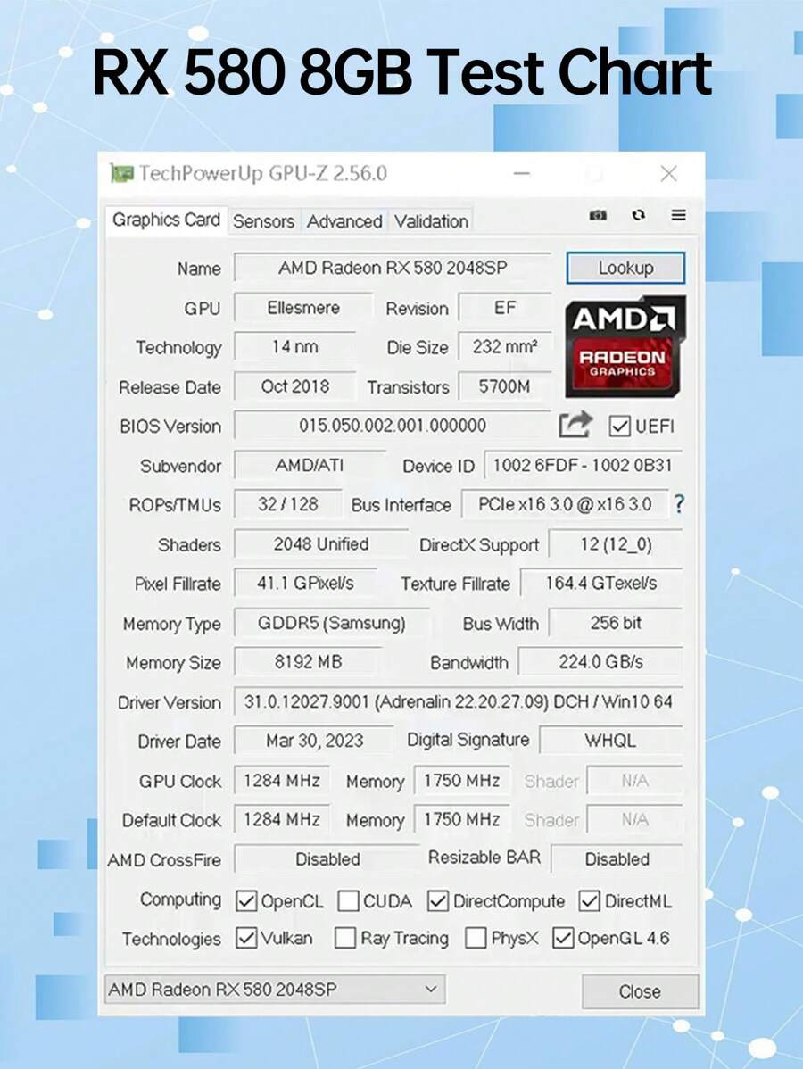 MAXSUM Graphics Card AMD RX580 8GB GDDR5 256Bit 2048SP PCIExpress 3.0 ...