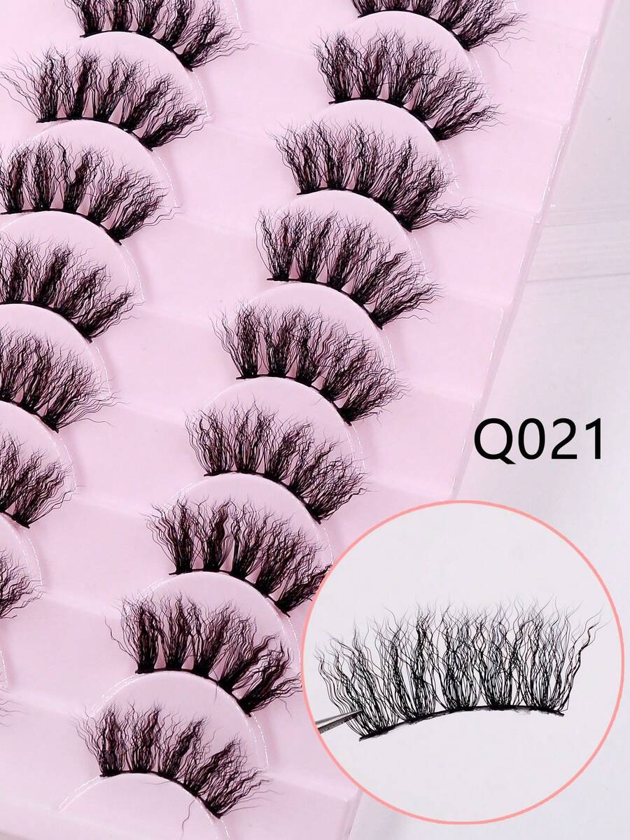 10 Pairs Of Thick, Curly, Natural-Looking And Irregular False Eyelashes ...
