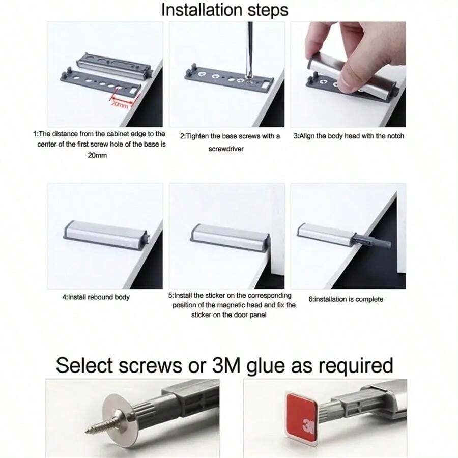 4pcs Spring Pin Handle Free Stainless Steel Wardrobe DoorAutomatic ...