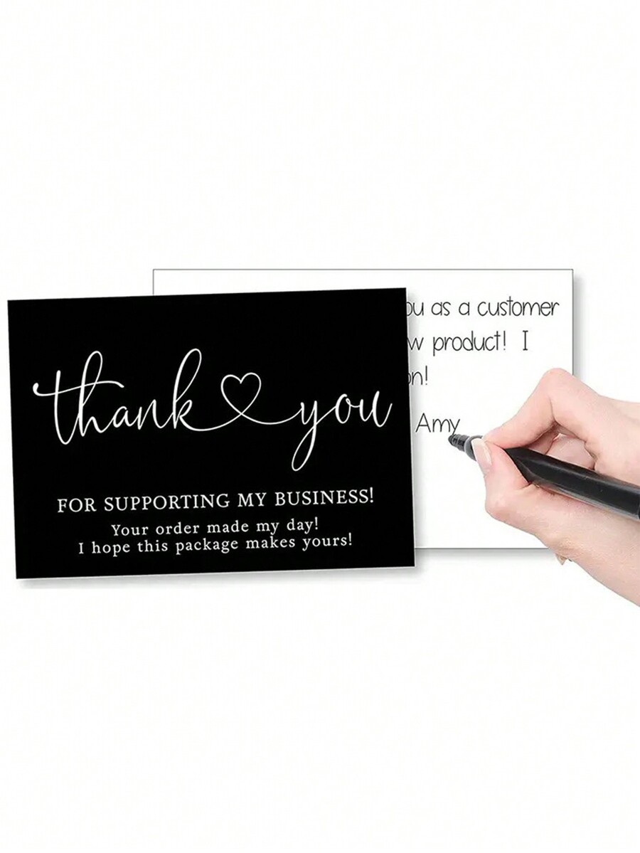 1 Set/30pcs Black Thank You Cards Printed On Copperplate Paper For Gift ...