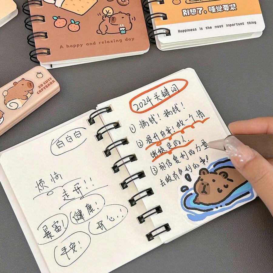 Capybara Spiral Notebook Cute Water Pig Cartoon Notebook For Students ...
