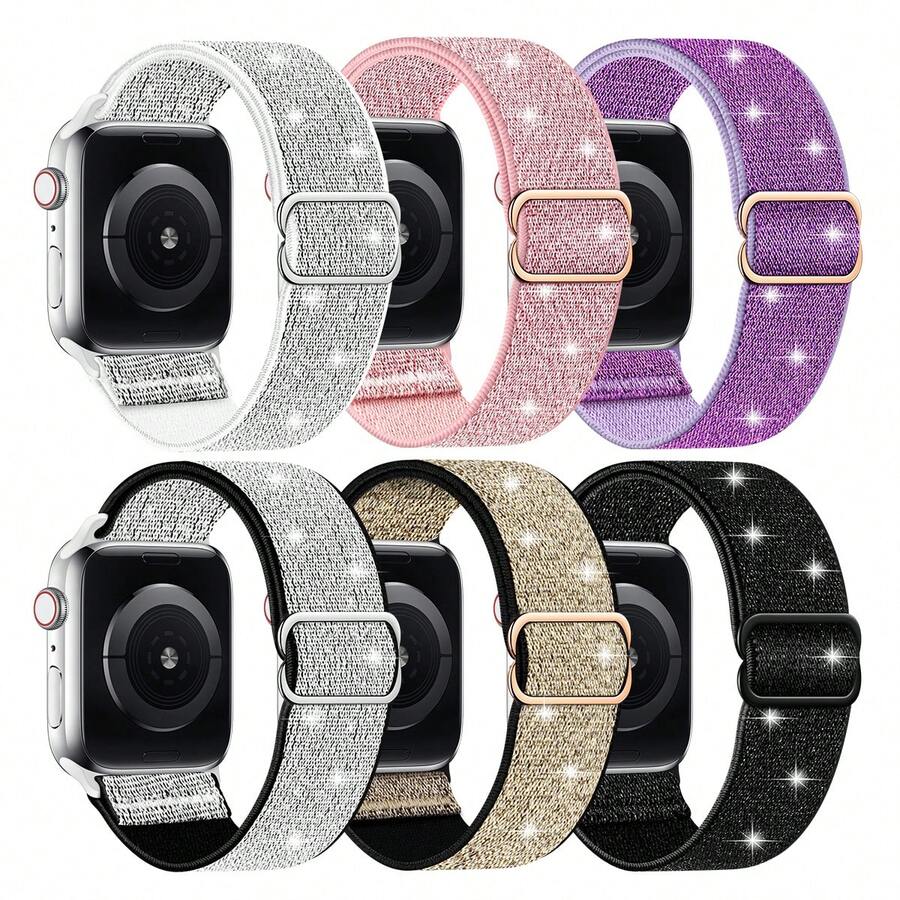 Bling Nylon rekbare banden compatibel met Apple Watch Bands 38 mm 40 mm ...