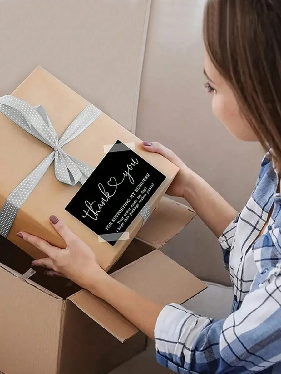 1 Set/30pcs Black Thank You Cards Printed On Copperplate Paper For Gift ...