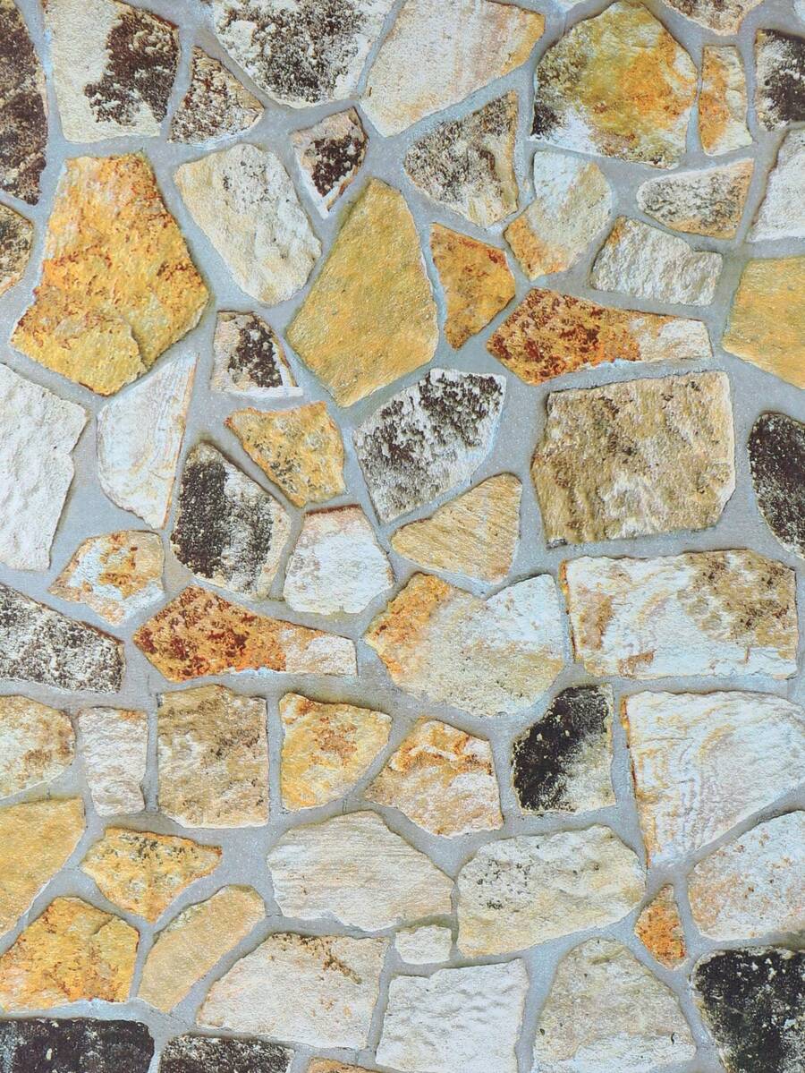 1pc 3D Faux Stone Pattern Self-Adhesive Wall Sticker, PVC Waterproof ...