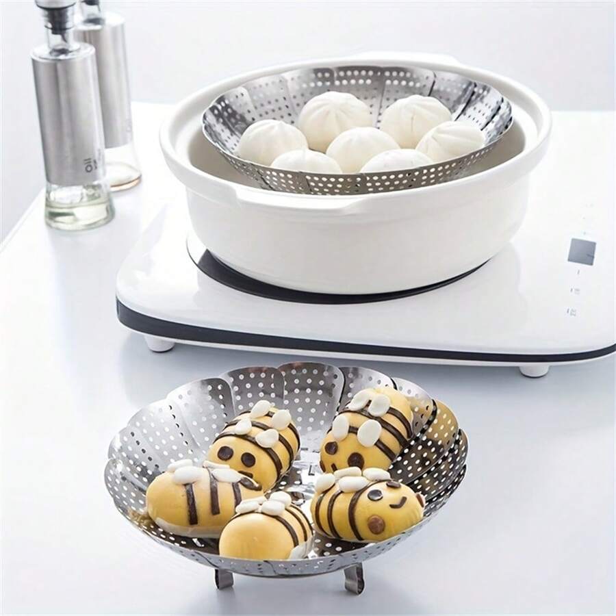 1pc Expandable Stainless Steel Steamer Basket Vegetable Collapsible ...