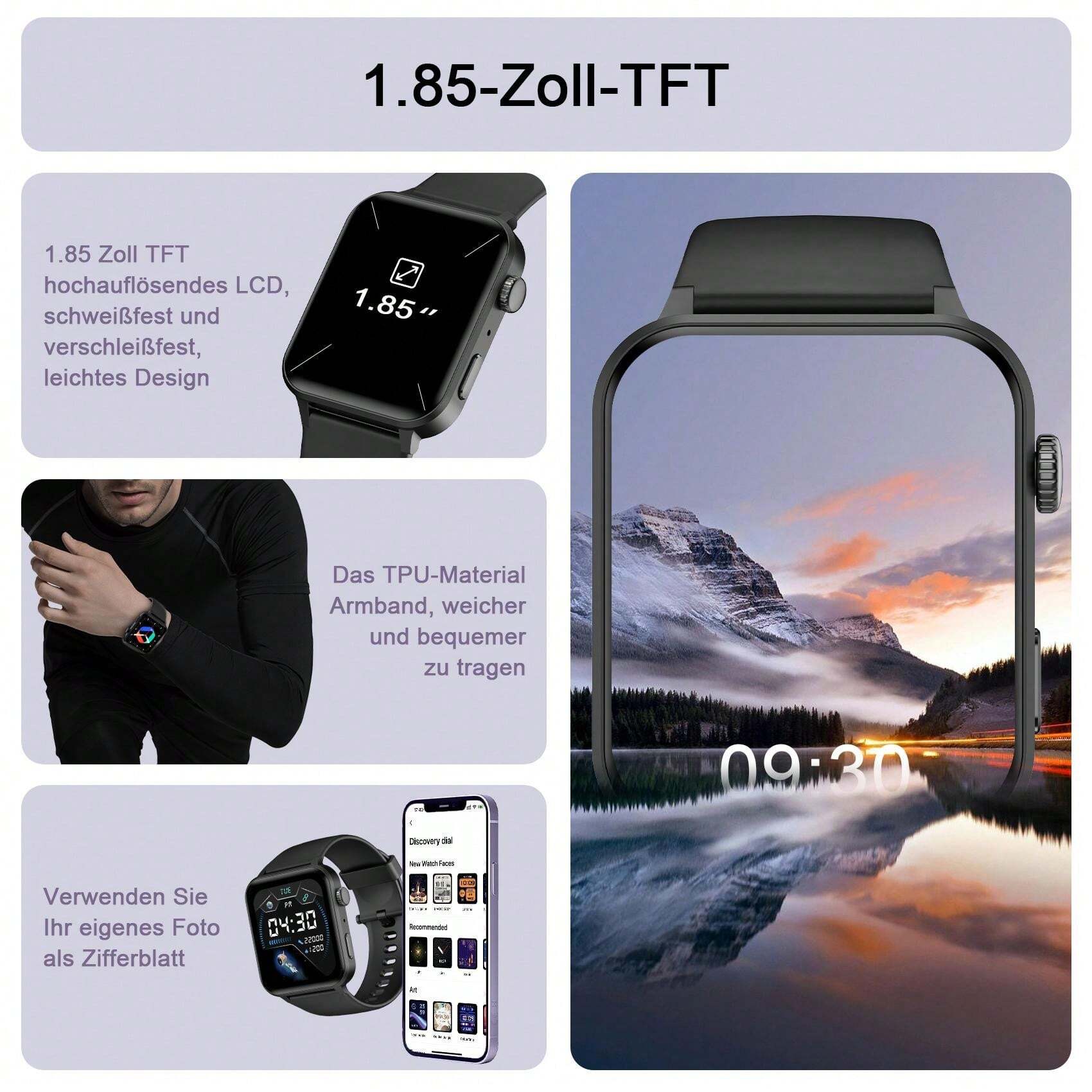 R30Pro Smart Watch für Männer und Frauen (Anrufen/Antworten), 1,83 ...