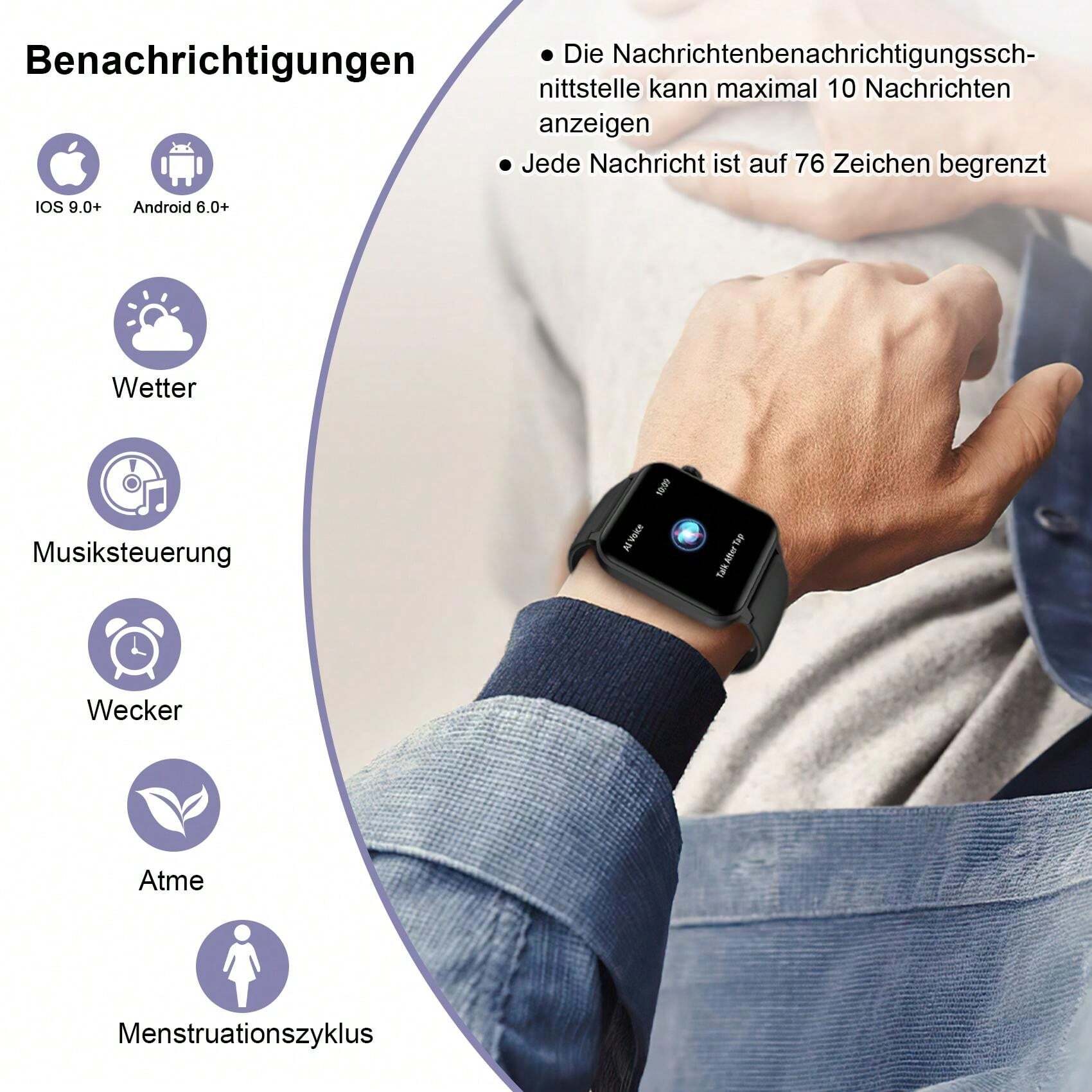 R30Pro Smart Watch für Männer und Frauen (Anrufen/Antworten), 1,83 ...