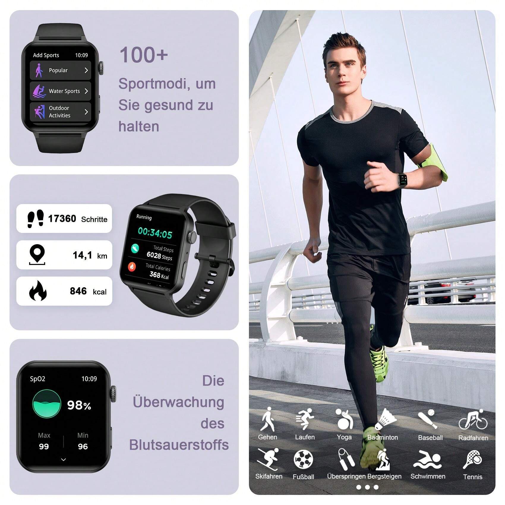 R30Pro Smart Watch für Männer und Frauen (Anrufen/Antworten), 1,83 ...