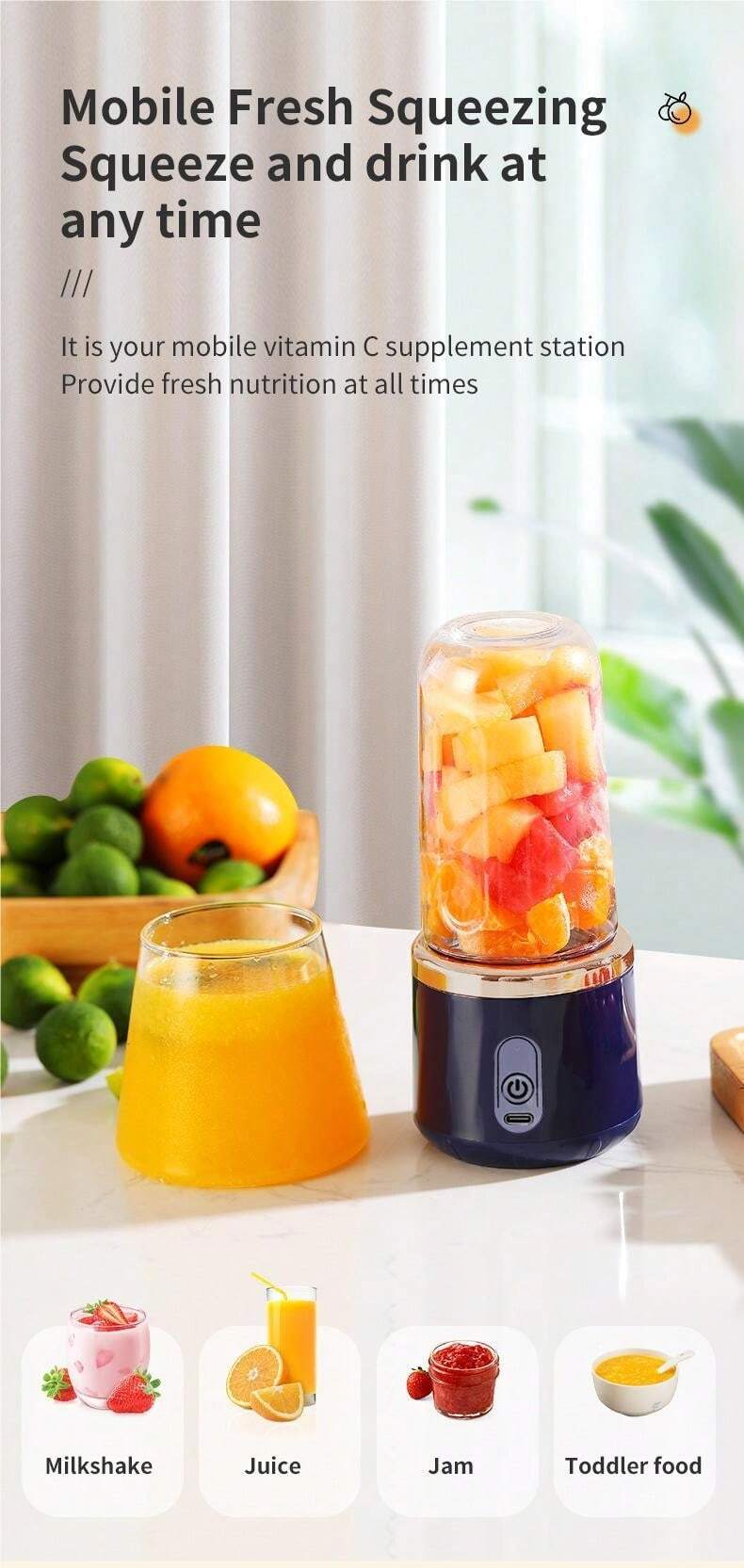 A Mini Portable Electric Juicer Cup Without Cord And Auto Stir Function ...