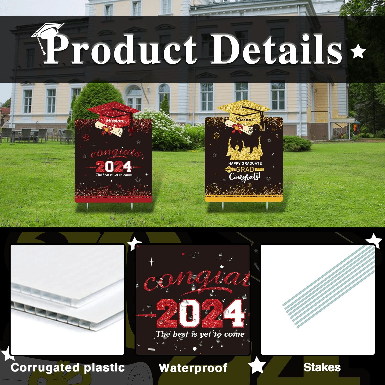 2pcs Outdoor Graduation Season Yard Signs Lawn & Garden Decorations ...