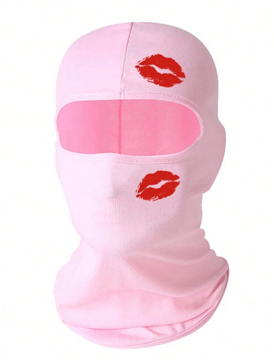 1PC Protection Red Lip Print Logo Full Face Baraklava Mask, Ski Mask ...