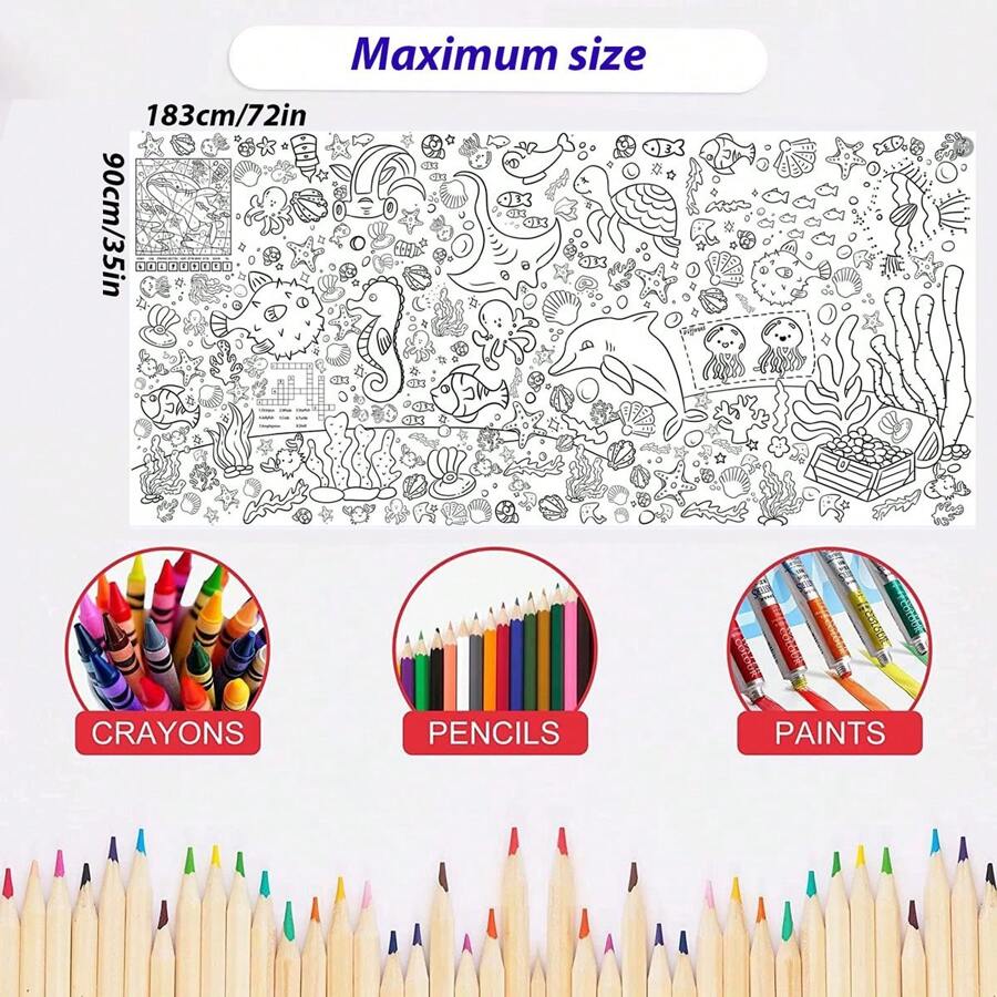 Under The Sea Large Coloring Poster 35 X 72 Inch, Ocean Animals Giant ...