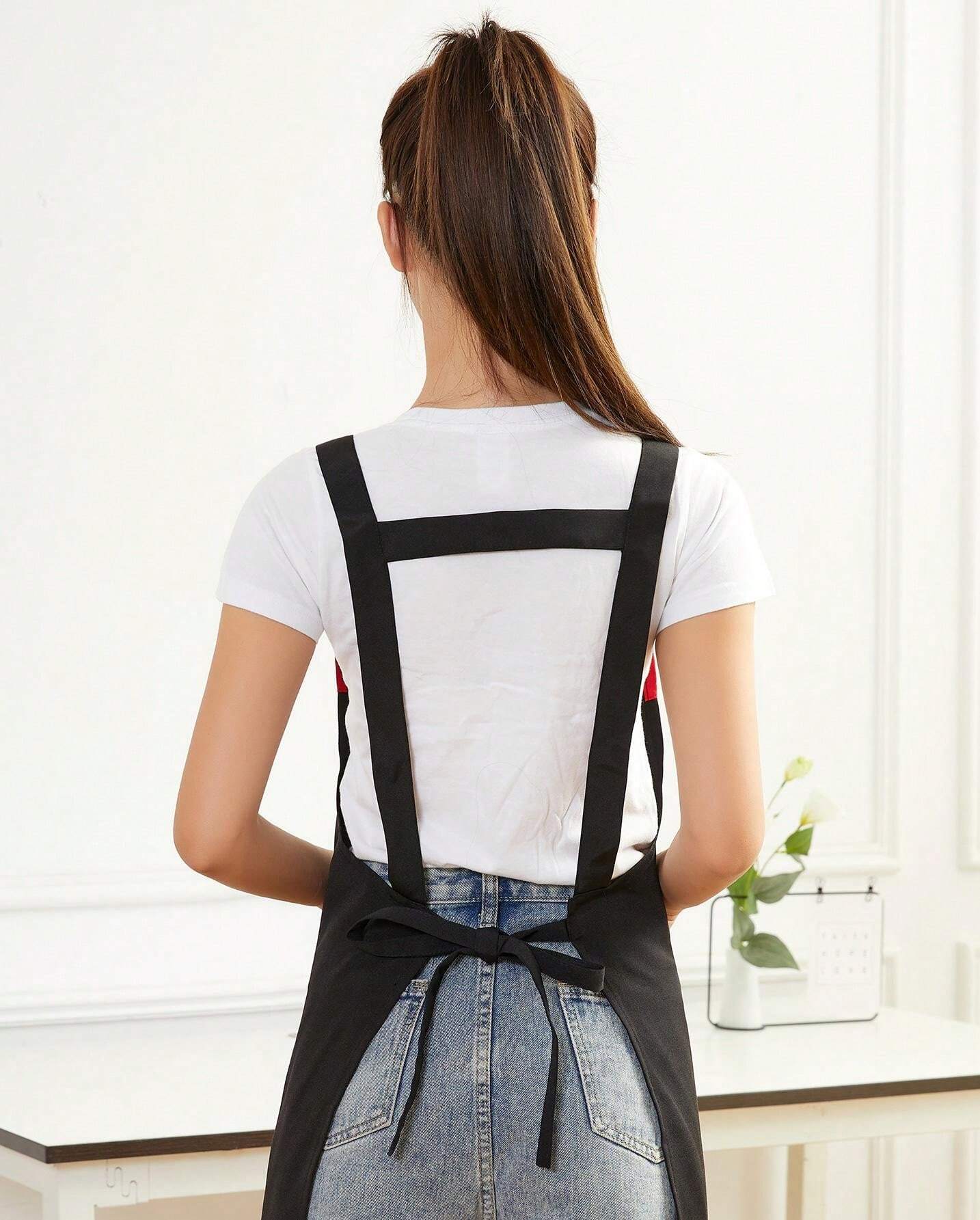 Color Block Kitchen Coffee Shop Craftsmanship Apron With Suspenders ...