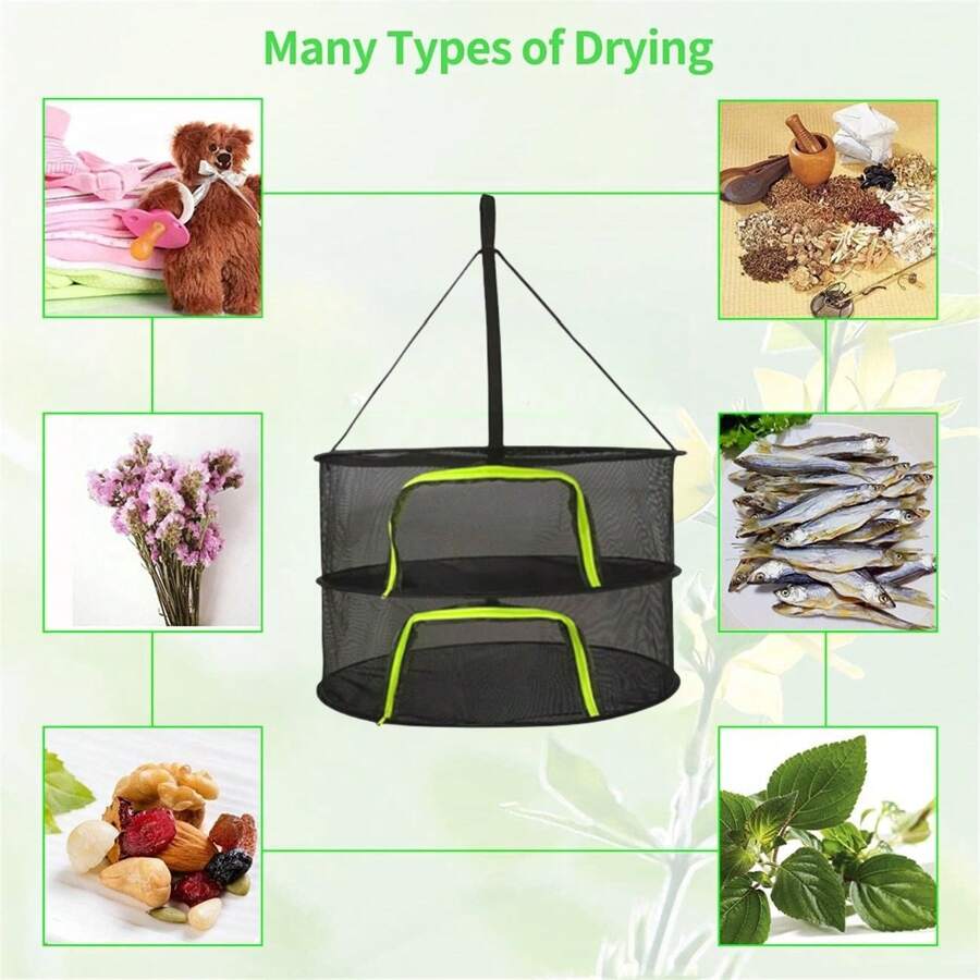 1pc 2-Layer Drying Rack With Green Mesh And Zipper For Hydroponics ...