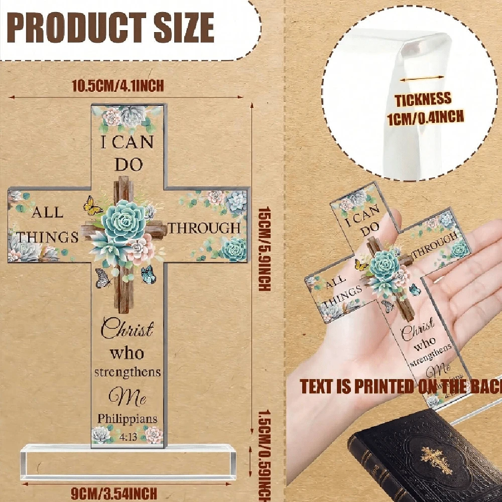 Acrylic Christian Standing Cross Inspirational Gifts With Bible Verse ...