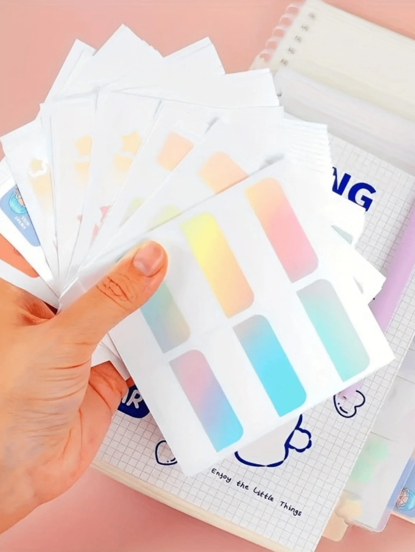 180/90/60pcs Cartoon Index Sticky Notes, Ombre Color Label Sticky Notes ...