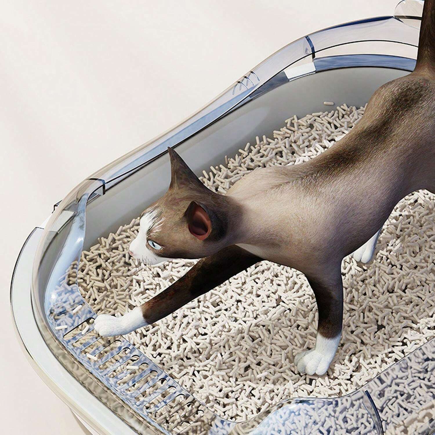 1 Piece Of Cat Litter Box, Extra Large Semi-Enclosed, Anti-Sand And ...