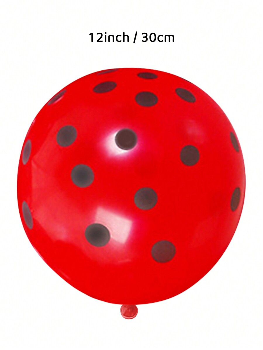 100pcs 12 Inch Round Dots Latex Balloons Red Balloons Black Polka Dot ...