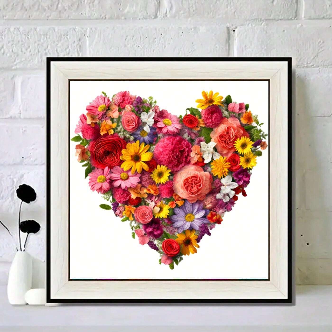 Heart & Flower Pattern Wooden Puzzle Toy, A High-Difficulty Magic ...