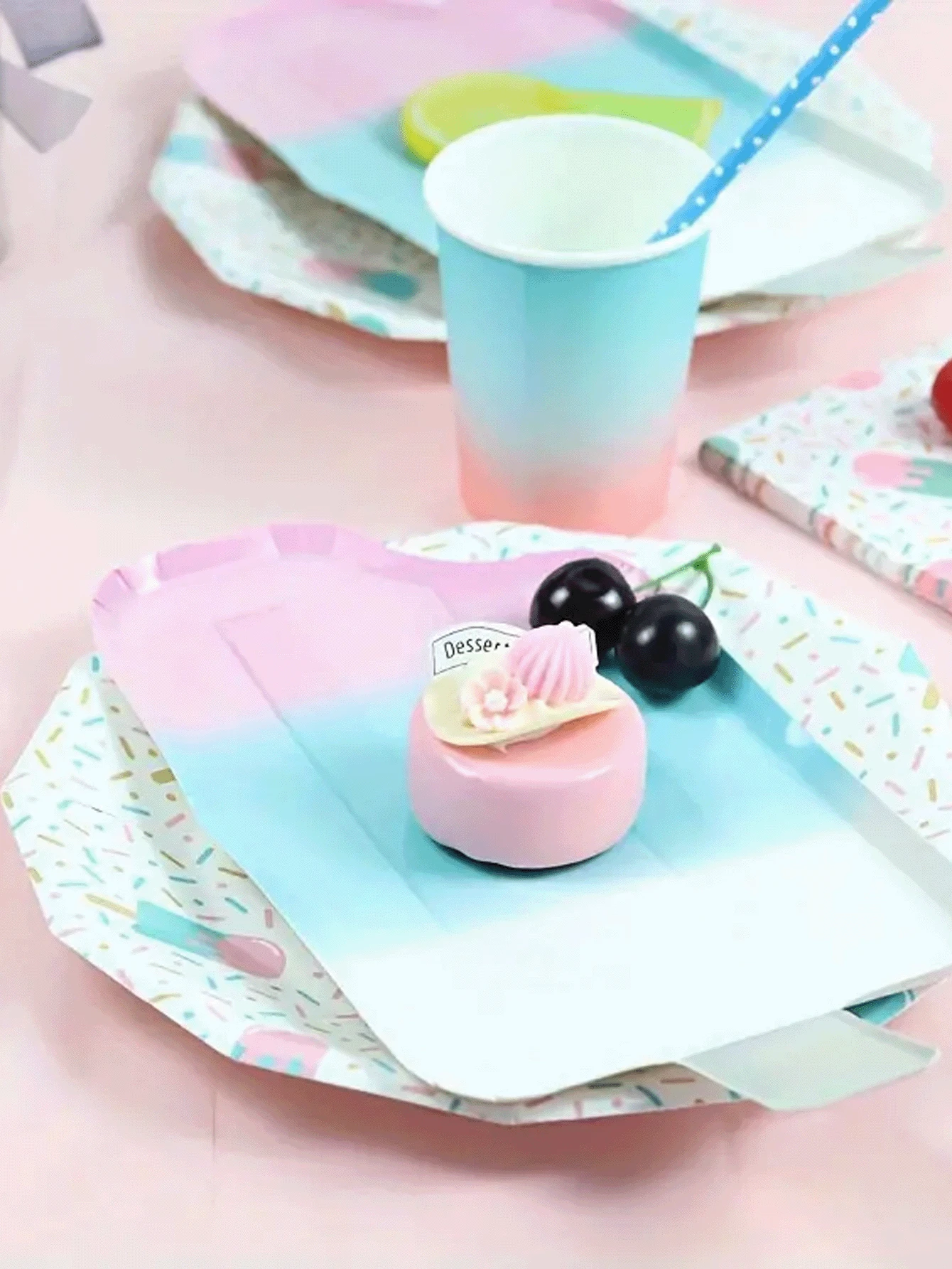 8pcs/Set Ice Cream Themed Paper Plate Set, Party Supplies, Party ...