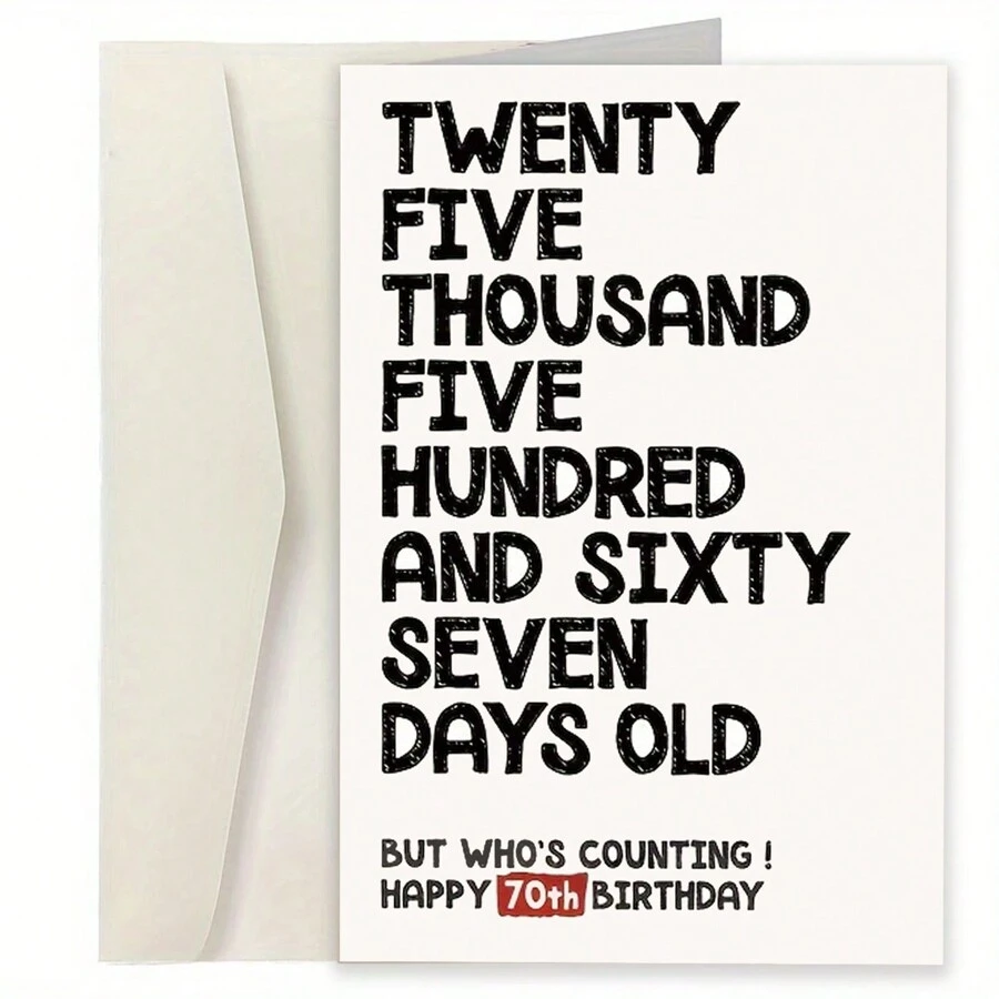 1pc Funny 70th Birthday Card, Super Cute 70th Birthday Gift For Family And Friends, Happy 70th ...