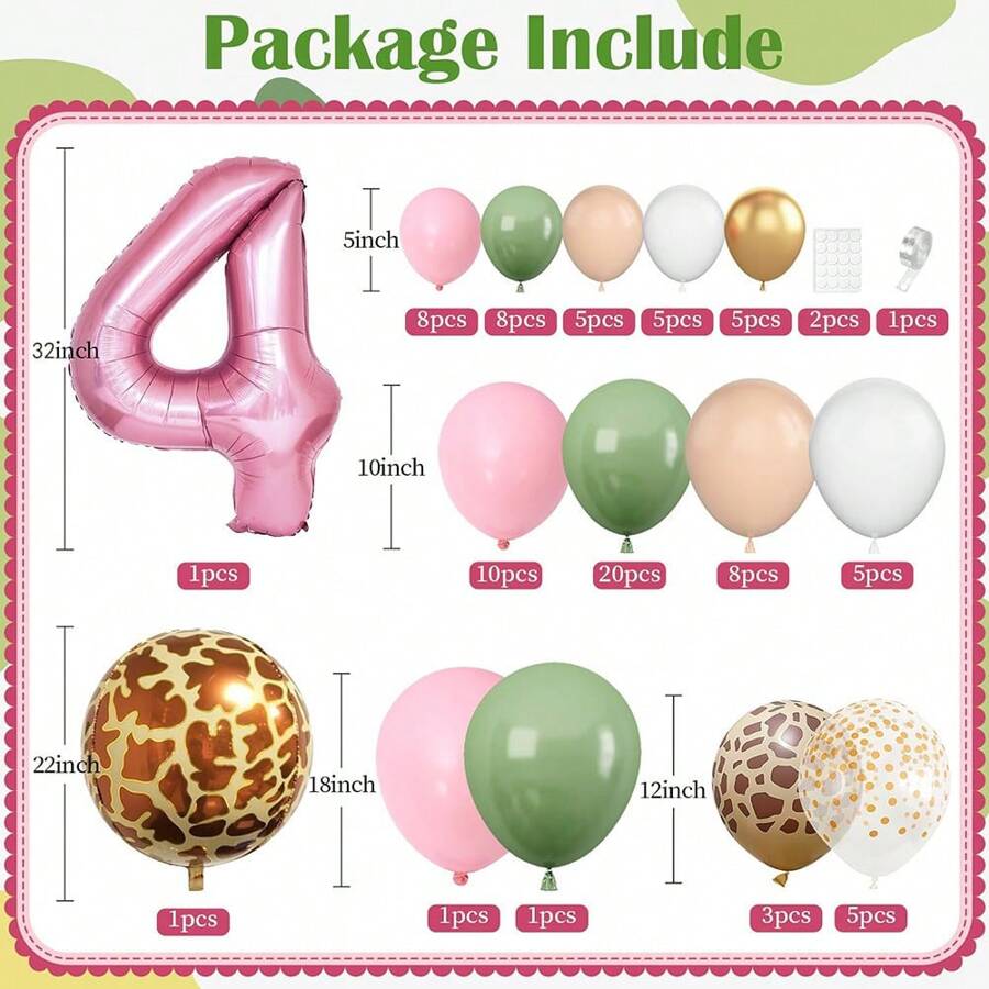 4th Jungle Hunting Birthday Party Decoration Set, Pink Sage Green 4th ...