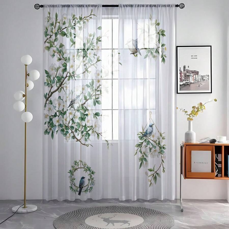 2 Pieces/Set HD Digital Printing Window Screens Features Magpies And ...